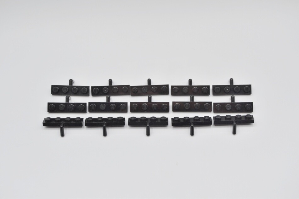 LEGO 15 x Platte Haken schwarz Black Plate Modified 1x4 with Arm Down ...
