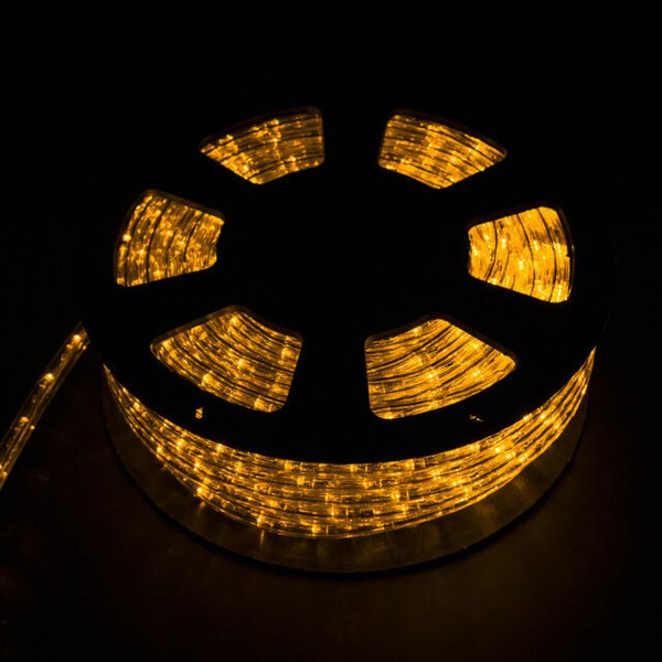 100' Yellow LED Rope Light Outdoor Christmas Decorative Home Party ...