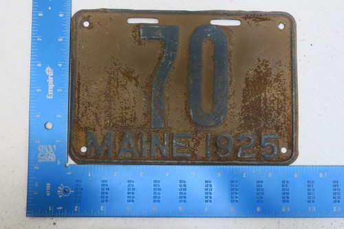 Maine License Plate Tag 1925 25 - Low Number Three 2 Digit #70 | eBay