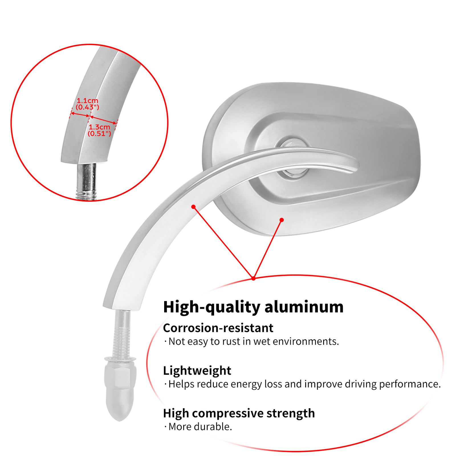 Satin Chrome Large Rear-View Mirrors Fit For Harley Street Glide ...