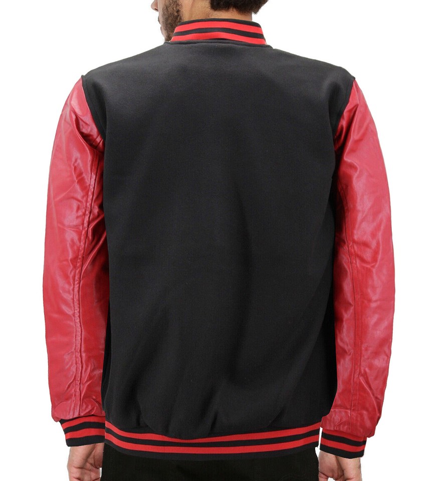 Men's Classic Snap Button Vintage Baseball Letterman Varsity Jacket LMJ ...