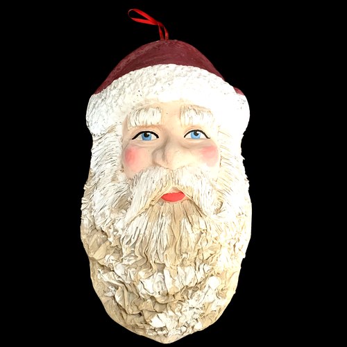 Folk Art Vintage Large Paper Mache Santa Face Beard Crepe Paper Wall ...