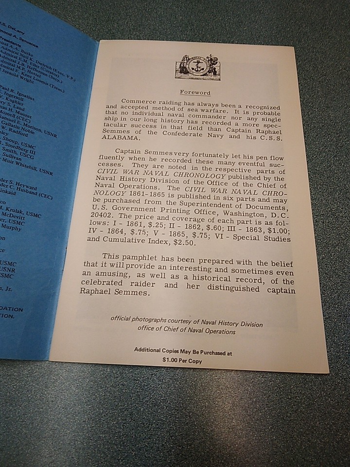 Captain Raphael Semmes and the C.S.S Alabama 1968 | eBay