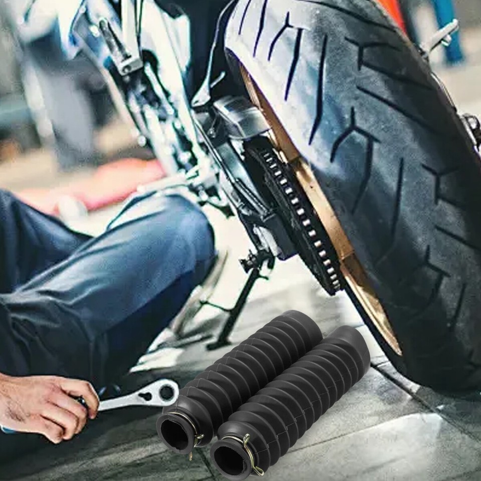 2X Motorcycle Rubber Front Fork Gaiters Dust Cover Gator Boot For ...
