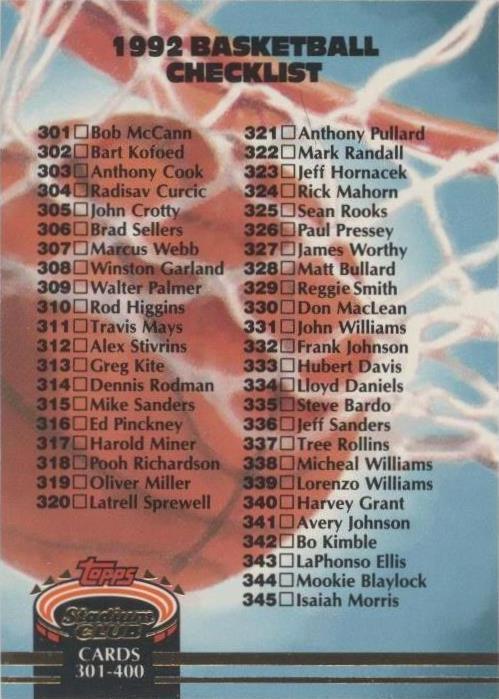 1992-93 Topps Stadium Club - Checklist #400 for sale online | eBay