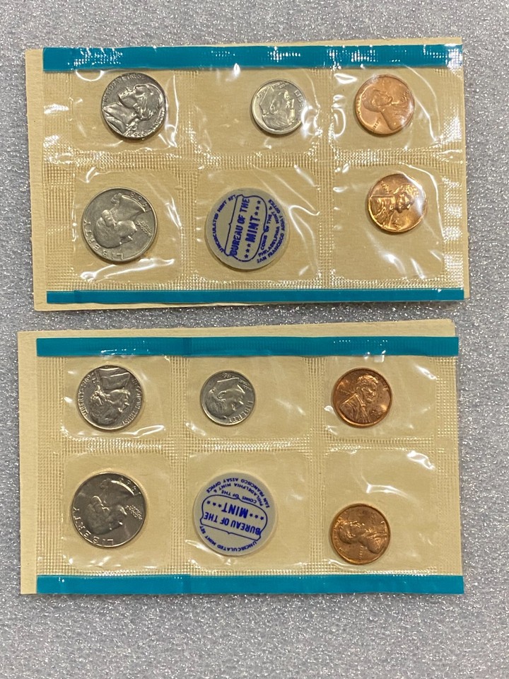 1968 & 1969 US Mint Uncirculated Coin Sets P & D w Mint Env ~ 2 Silver ...