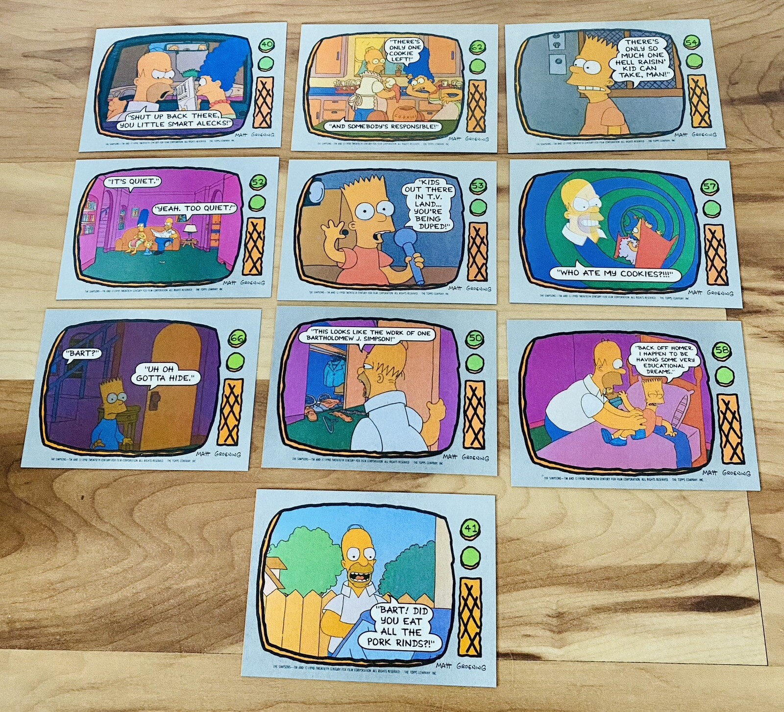 1990 Topps Simpsons Cards Series #1 bundle of 10 cards Homer Simpson ...