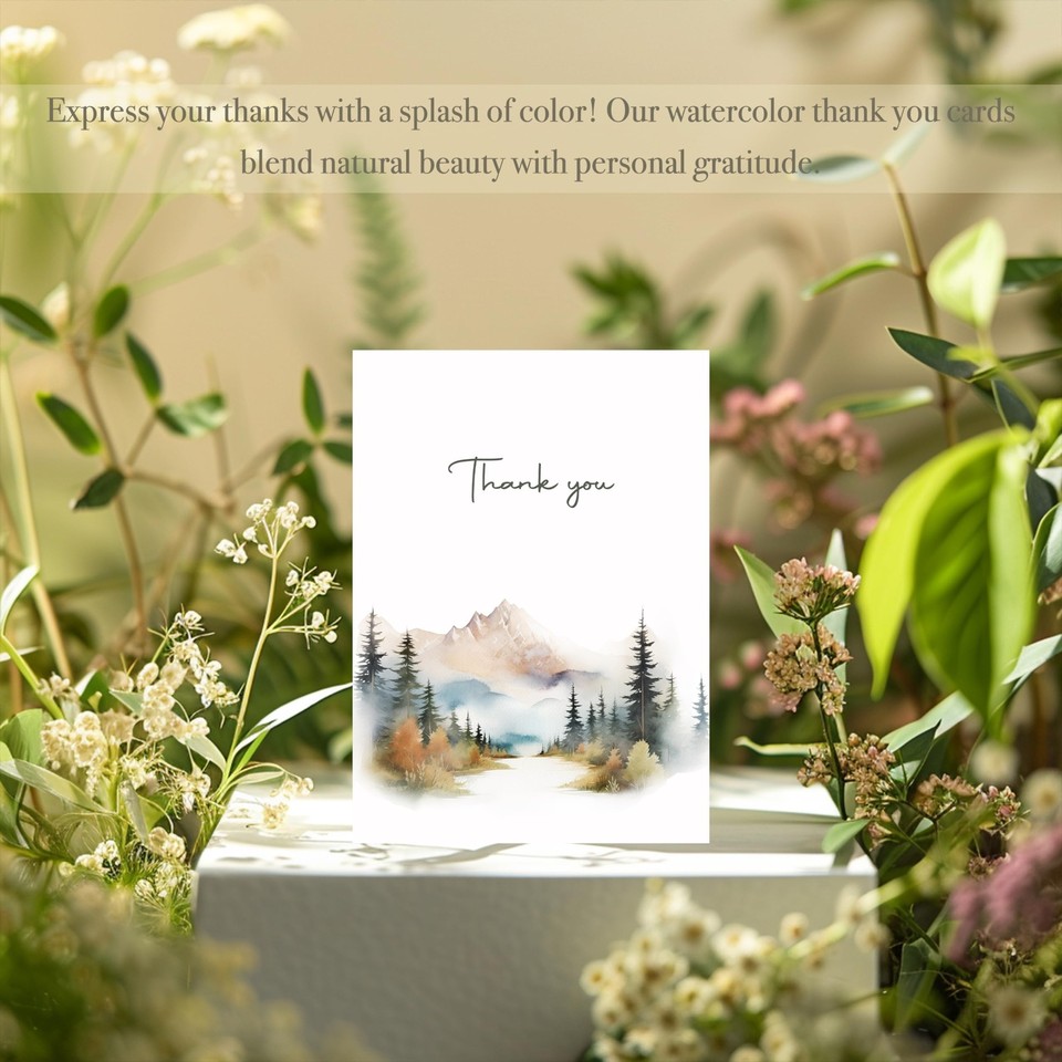 Thank You Cards Set of 20,4x6 Inches Watercolor Nature Forest Thank You ...