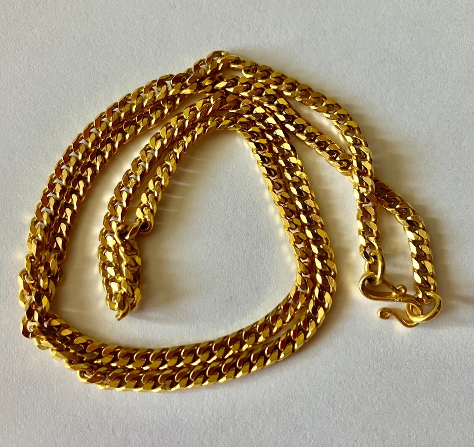 21K SOLID YELLOW GOLD CHAIN NECKLACE 18" 19.32gr ** Almost 22K ** Pls ...