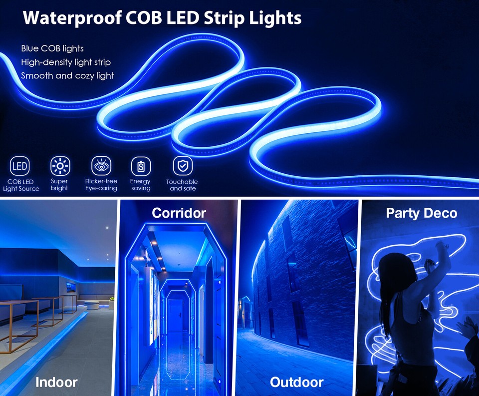 110V 480Leds/m COB LED Neon Light Strip Waterproof Flexible Home ...