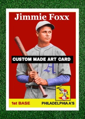 Jimmie Foxx Philadelphia A's 2024 / 1958 Custom Made Baseball Art Card ...