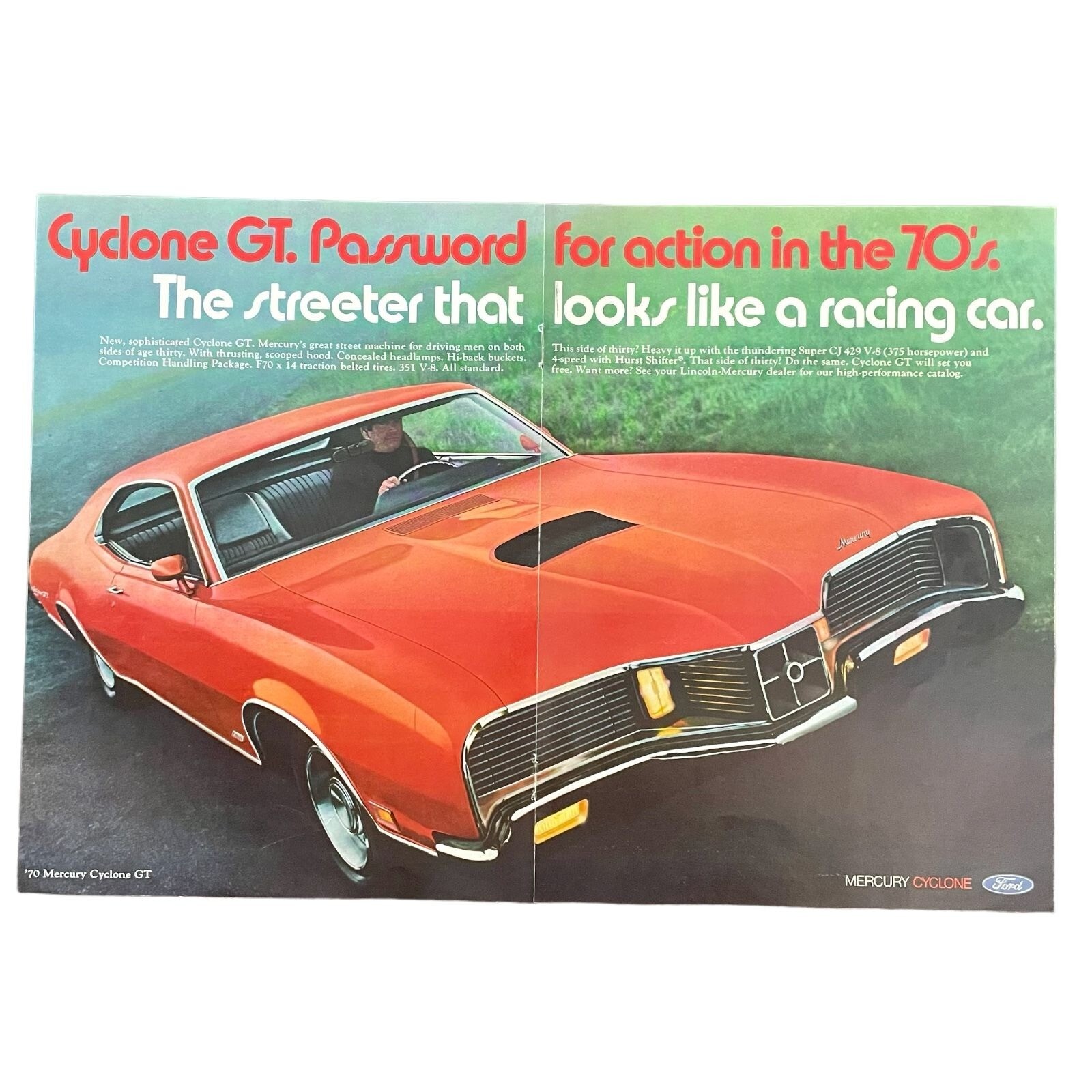 1970 Mercury Cyclone GT Coupe Vintage Print Ad Poster 16x11 Wall Art ...