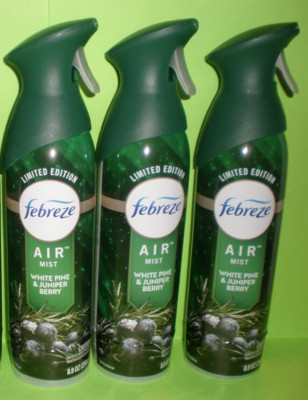 (3) FEBREZE Air Room Freshener Sprays WHITE PINE JUNIPER BERRY 8.8 Oz ...