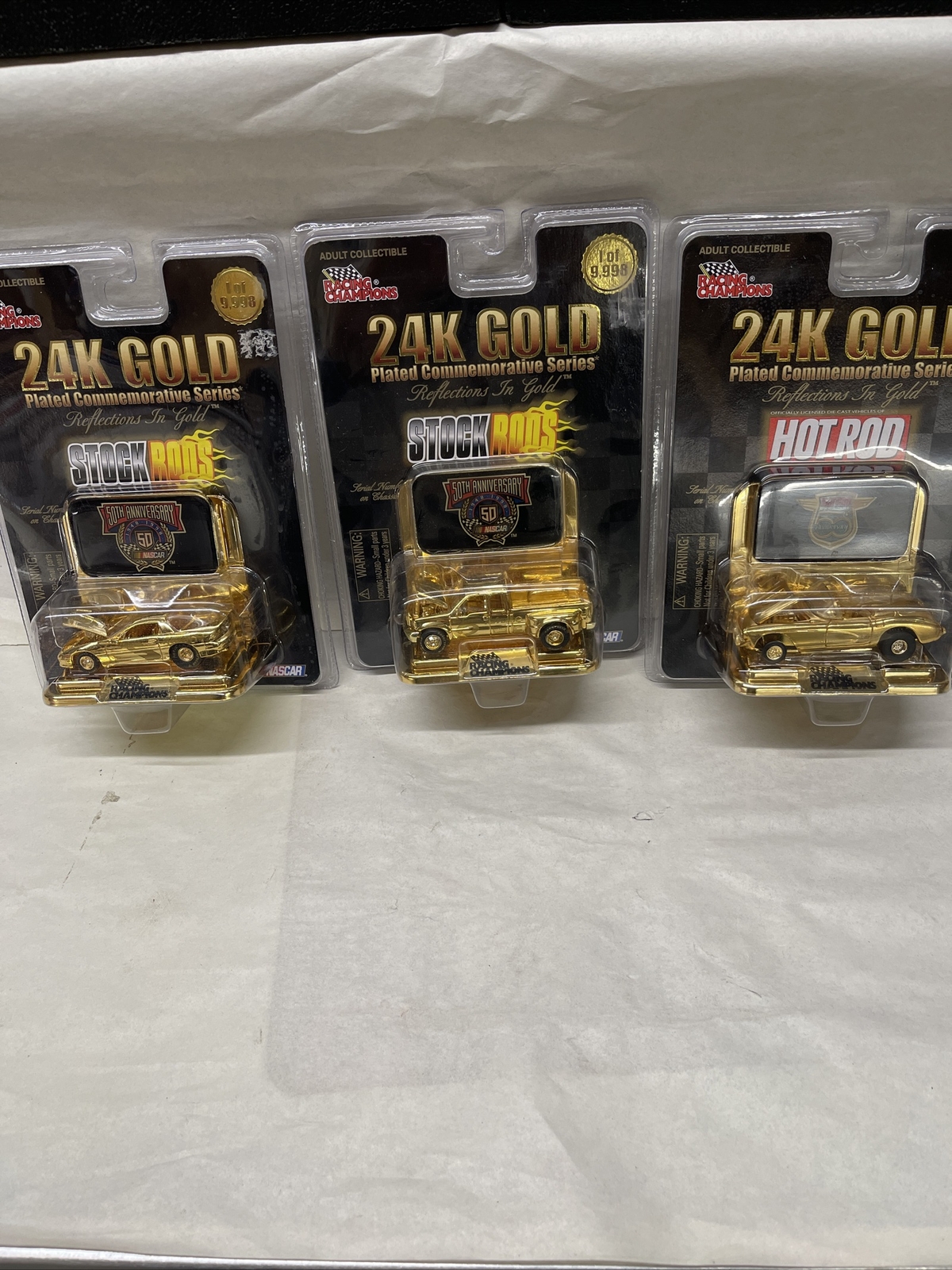 New 24k Gold Plated series stock rods 50th anniversary nascar Set Of 3 ...