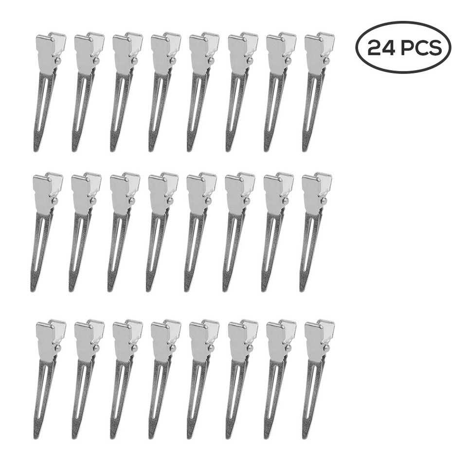 24x No Crease Metal Pin Curl Clips Hair Salon Ladies Silver Single ...