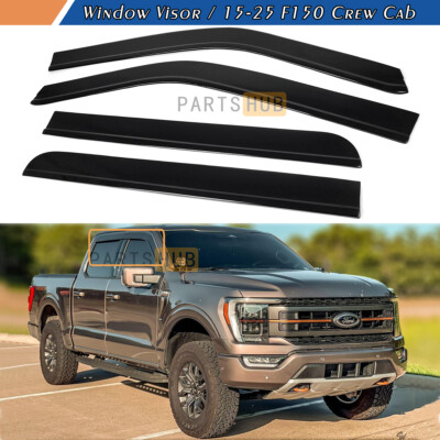 For 2015-2025 Ford F150 Crew Cab Smoke Tinted Window Visor Rain Guard ...