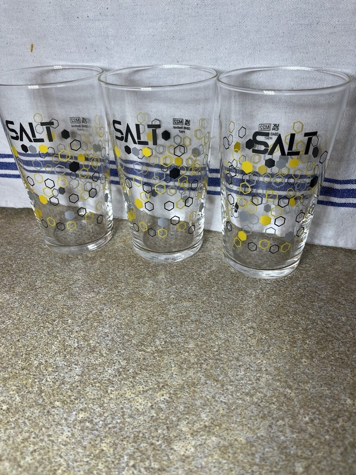 3 X Salt Brewery Pint Glasses Unused Home /garden Pub Bar Shed Cave ...