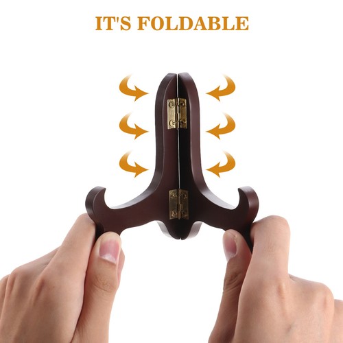 Foldable Plate Holder Wooden Display Stand Picture Frame Easels for 5 ...