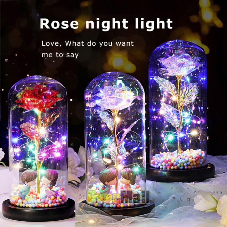 LED Eternal Galaxy Rose in Glass Enchanted Forever Flower Thanksgiving ...