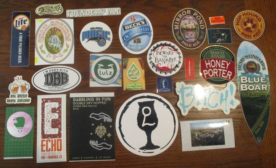 25 BEER STICKER PACK LOT decal craft beer brewing brewery tap handle 87 ...