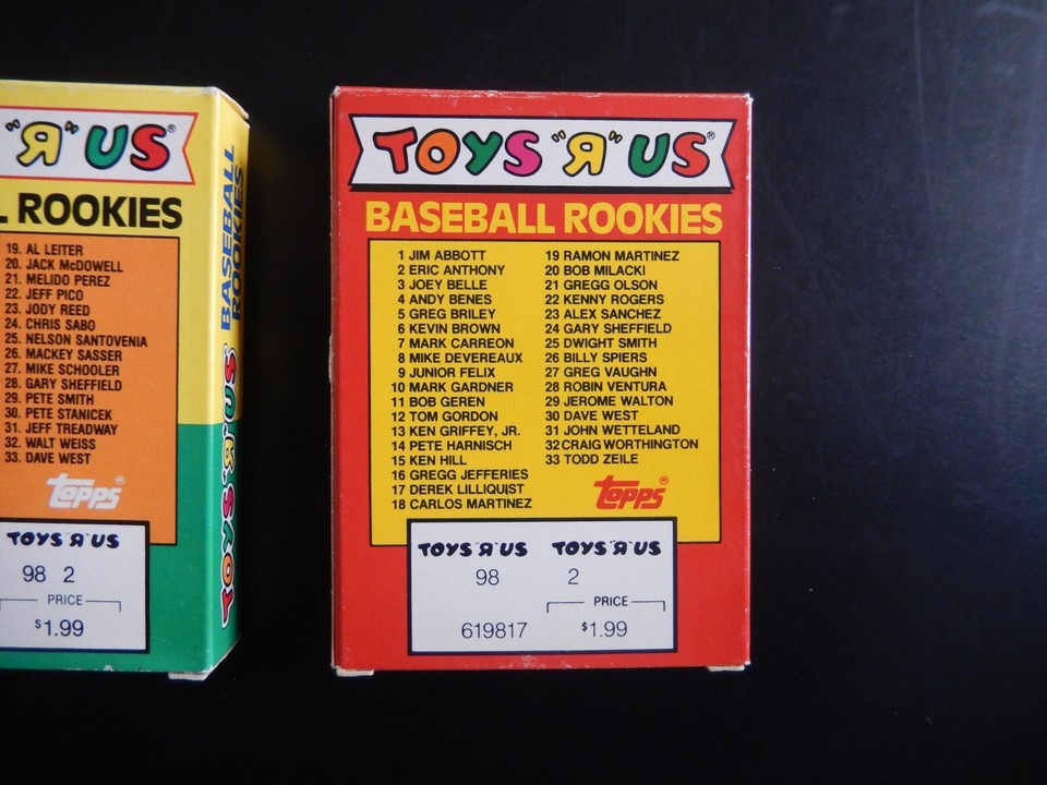1989 1990 Toys R US Baseball Rookies 33 Card Set plus Kmart Home Run ...