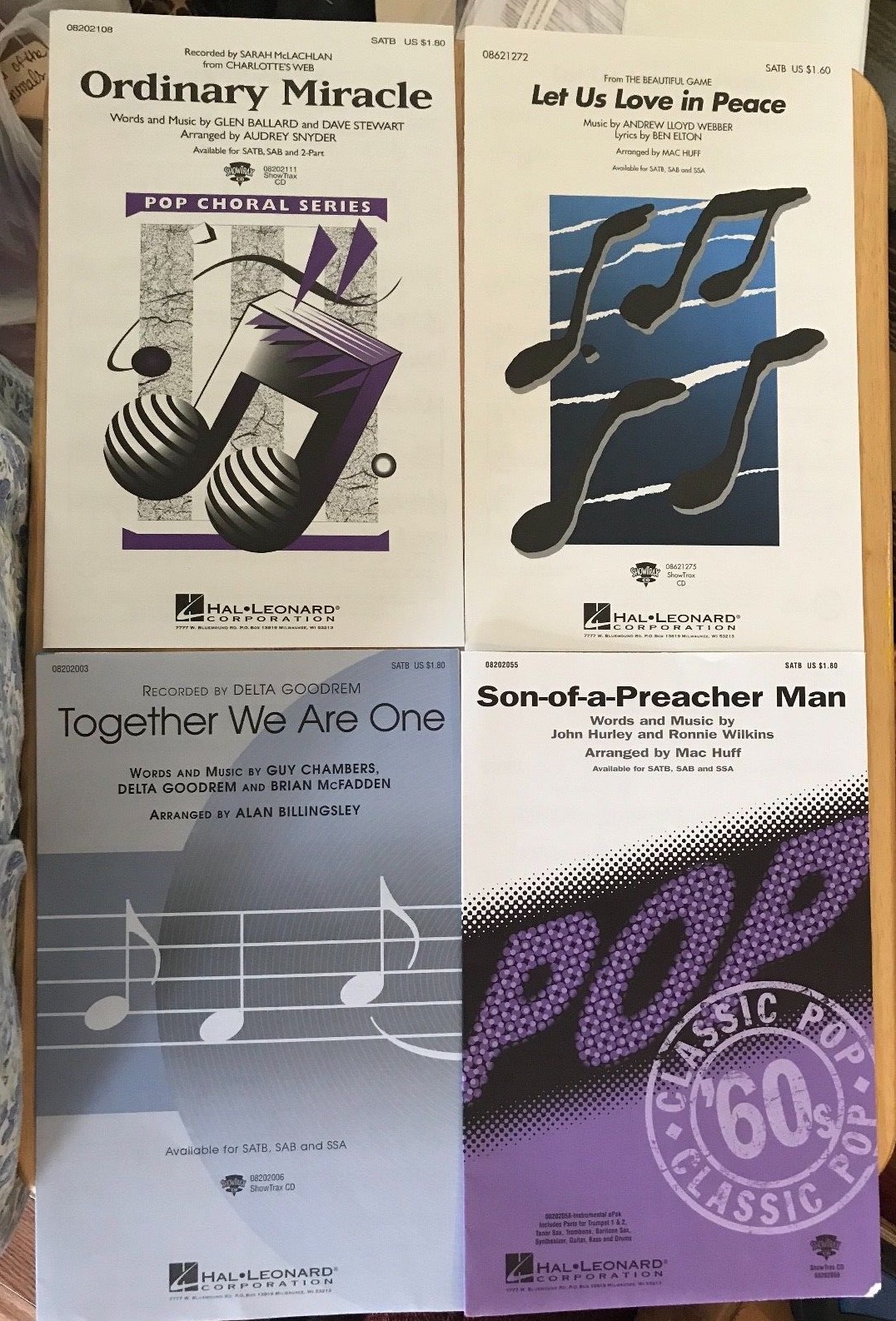 Lot of 4 SATB Choral Sheet Music Chorus Octavos-Pop Choral Series -New ...