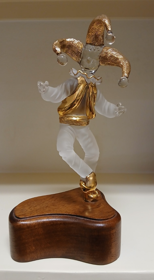 Rare Vintage James Lawrence Clear Frosted Glass Jester Sculpture on ...