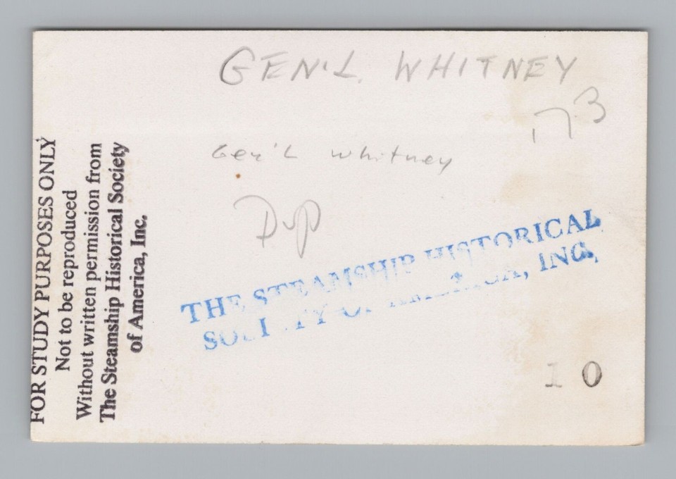 General Whitney Steamship between NY & Boston Black & White Photo PH ...