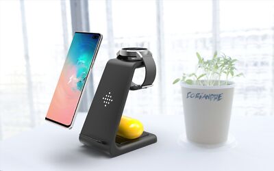 3-in-1 Stand Wireless Charger Tidy Clean Tech Compact Secure Fast ...