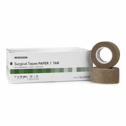 Medical Tape McKesson Paper 1 Inch X 10 Yard Tan NonSterile Count of 12 ...