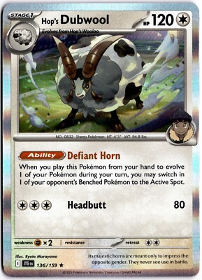 Pokemon TCG Hop's Dubwool 136/159 Sv09: Journey Together Holo Rare | eBay