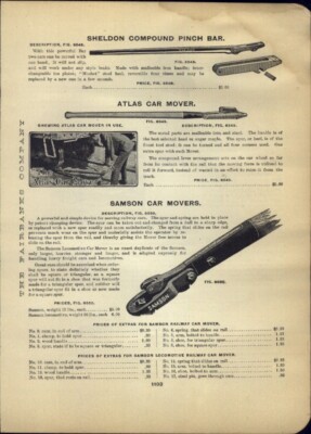 1906 PAPER AD Railroad Atlas Car Mover Samson Giant Sheldon Pinch Bar ...