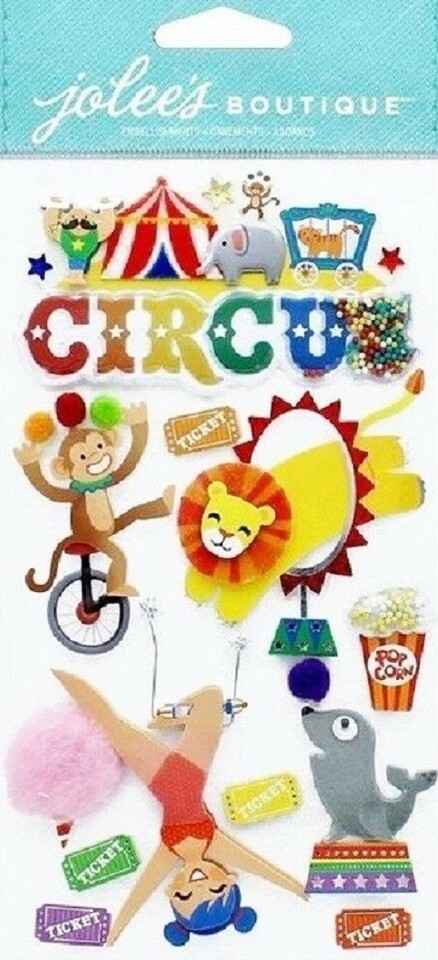 Jolee's CIRCUS Stickers Carnival Fair Tent Ticket Acrobat Lion Monkey ...