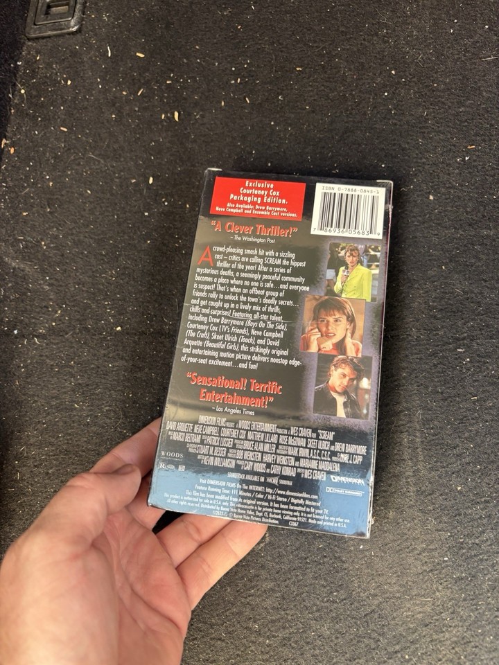 1997 Scream VHS Tape Factory Sealed New W/ Watermark! Scream Drew ...