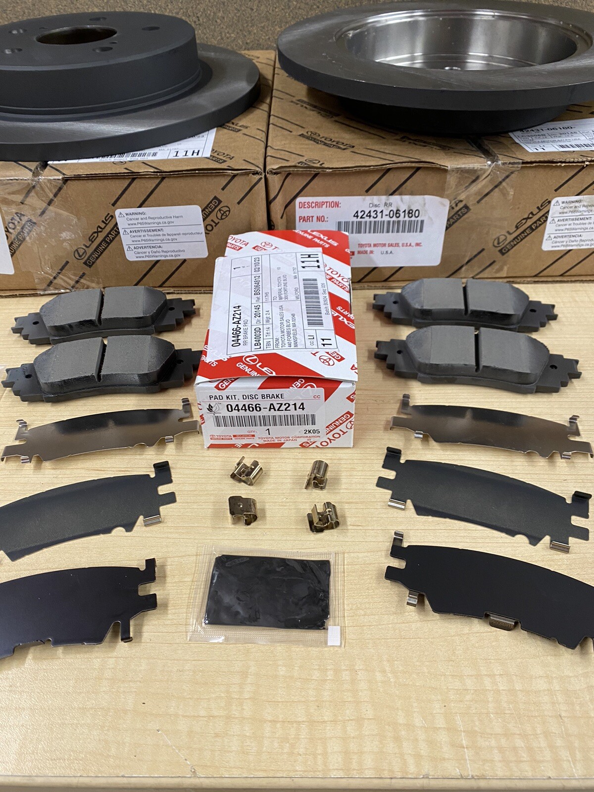2019-2024 TOYOTA RAV4 OEM NEW REAR BRAKE KIT ROTORS TCMC PADS & SHIMS ...