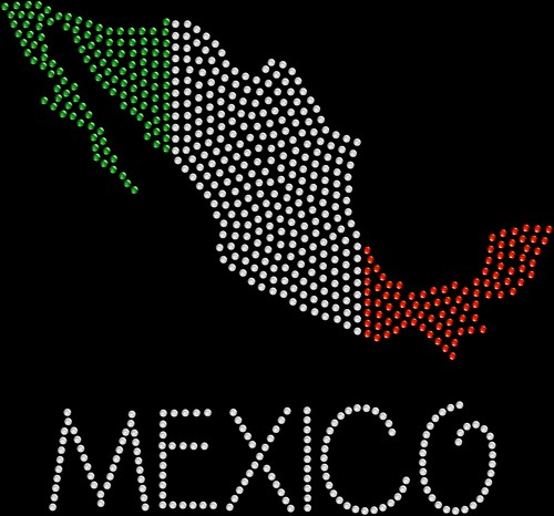 Rhinestone Bling Sparkle Iron On Transfer DIY Mexico Flag Map Sparkle ...