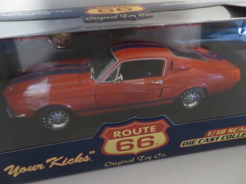 Route 66 1967 Ford Mustang Shelby GT 500 Red w/Key Chain 1:18 Scale MIB ...