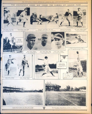 1916 Massachusetts Lithogravure Page - Springfield Green Sox Baseball ...