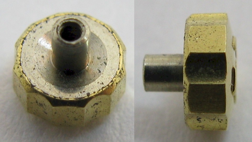 NEW Cyma Genuine scalloped crown in yellow gold plated, diameter 3.9 mm ...