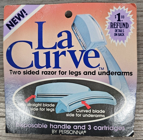 Vtg La Curve Two Sided Razor Personna Disposable 3 Cartiridges Blue 2 ...