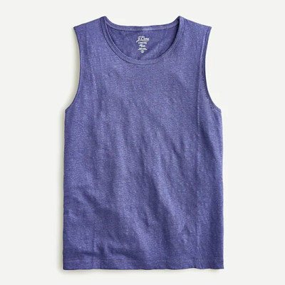 J.CREW WOMEN'S BLUE LINEN CREWNECK SLEEVELESS MUSCLE TANK TOP Sz XL | eBay
