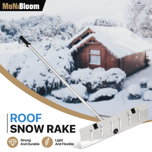 26"Aluminum Blade Adjustable Roof Snow Rake Removal Tool w/20ft Reach ...