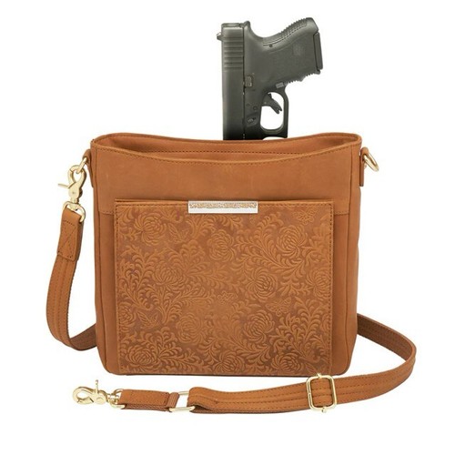 Gun Tote'n Mama Debossed USA Cowhide Slim Crossbody Tan | eBay