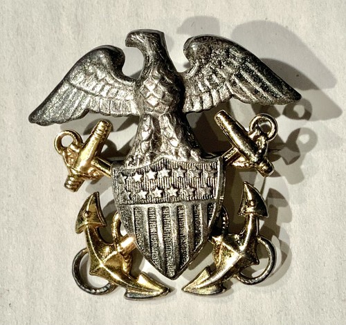 Vintage US Navy USN Insignia Badge Pin Sterling Eagle Crossed Anchors ...