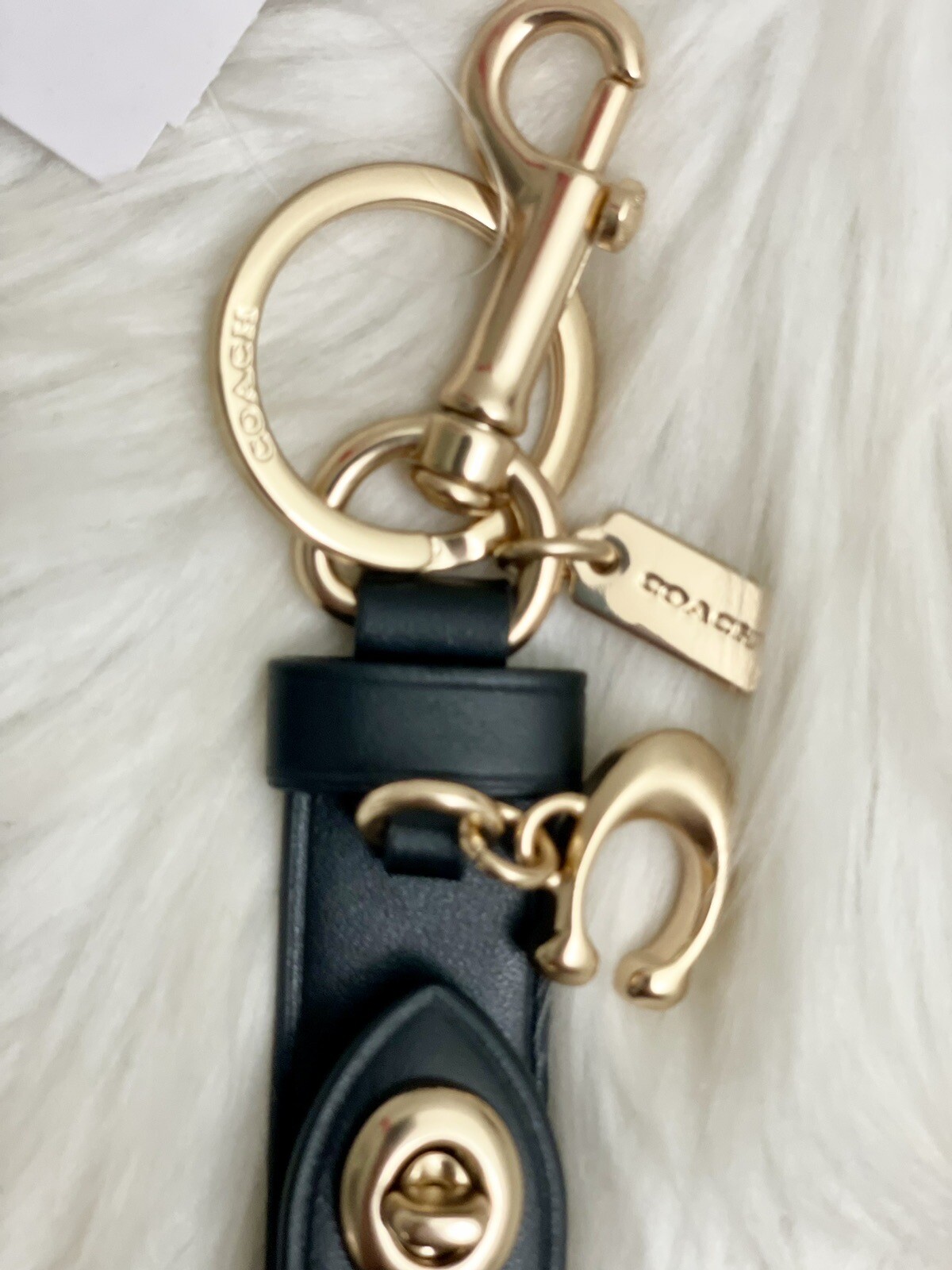 Coach Leather Trigger Snap Bag Charm Black Valet Key Ring Fob | eBay