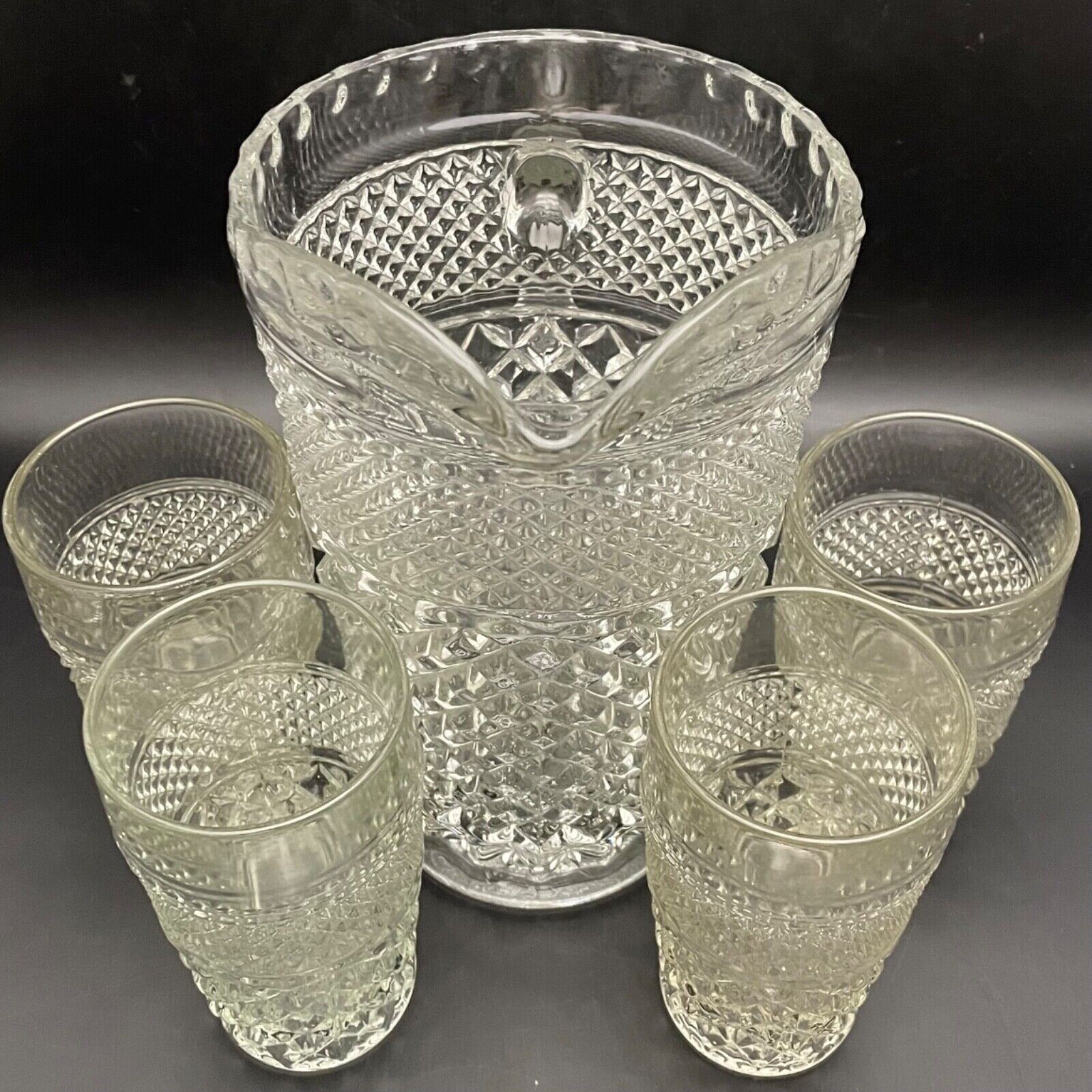 Anchor Hocking Wexford Juice Drinking Glass & Pitcher 5 Piece Set Made ...