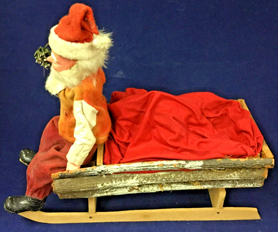 1920's Antique German Santa on Wood Sled with 14 Hand-carved Toys, Toy ...