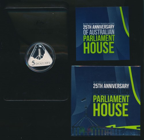 Australia: 2013 $5 Parliament House Silver Proof Triangle, Certificate ...