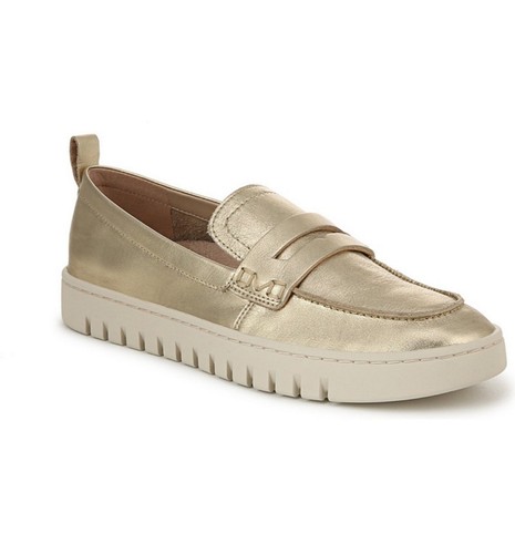NEW! Vionic Women's Uptown Gold Metallic Leather Slip-on Loafer Size 6 ...