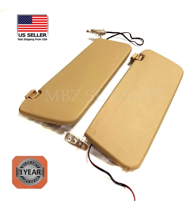 NEW Pair Beige Sun Visor With Vanity Makeup Mirrors for Mercedes R107 ...